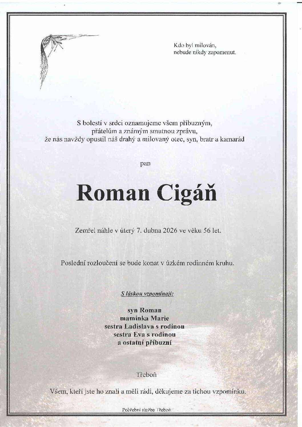 Roman Cigáň | Pohřební služba Třeboň